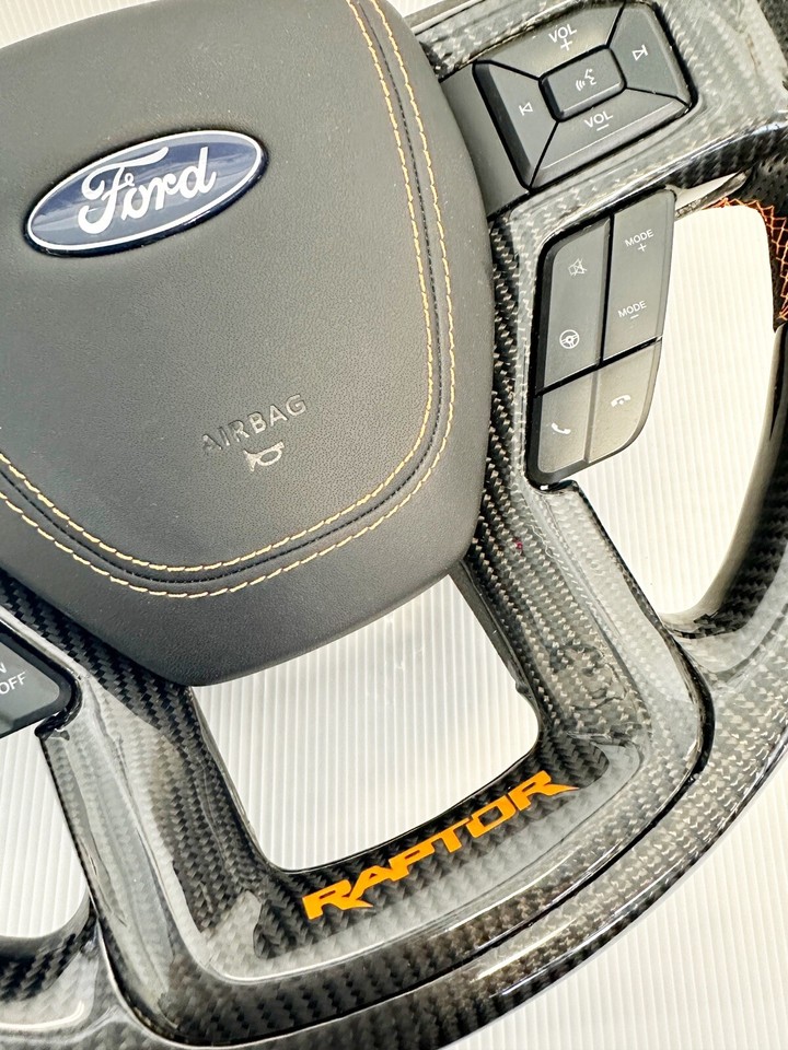 OEM FORD 17~21 F150 RAPTOR CARBON FIBER STEERING WHEEL LEATHER PADDLE ...