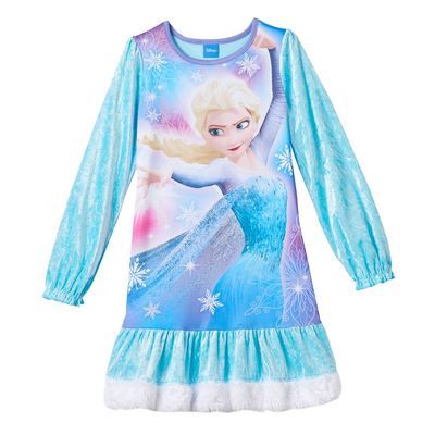 Disney's Frozen Elsa Velvety Nightgown Pajamas Size 6 - 8 - 10 Original ...