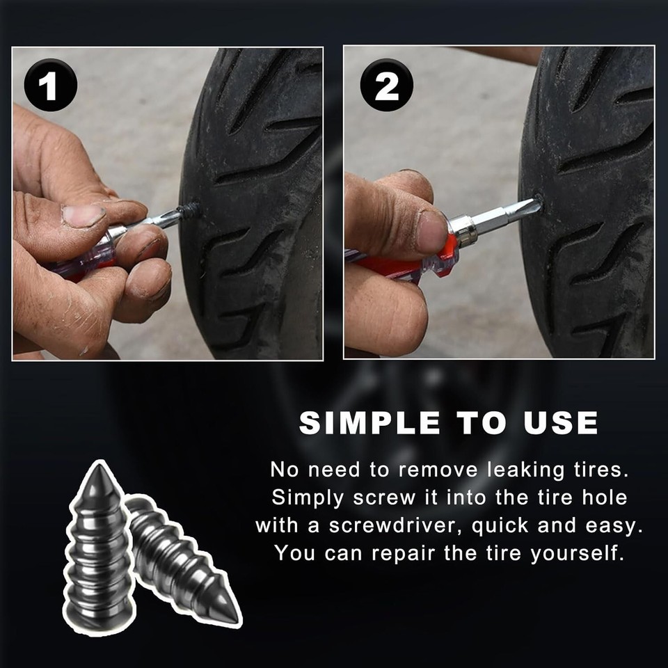 20 Pcs or 60 Pcs Tire Repair Rubber Nail Screw Tire Plugs Quick ...