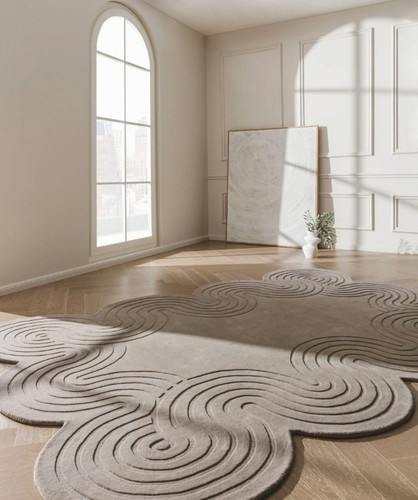 Irregular Shape High & Low Pile, Hand-Tufted 100% Wool Soft Area Rugs ...