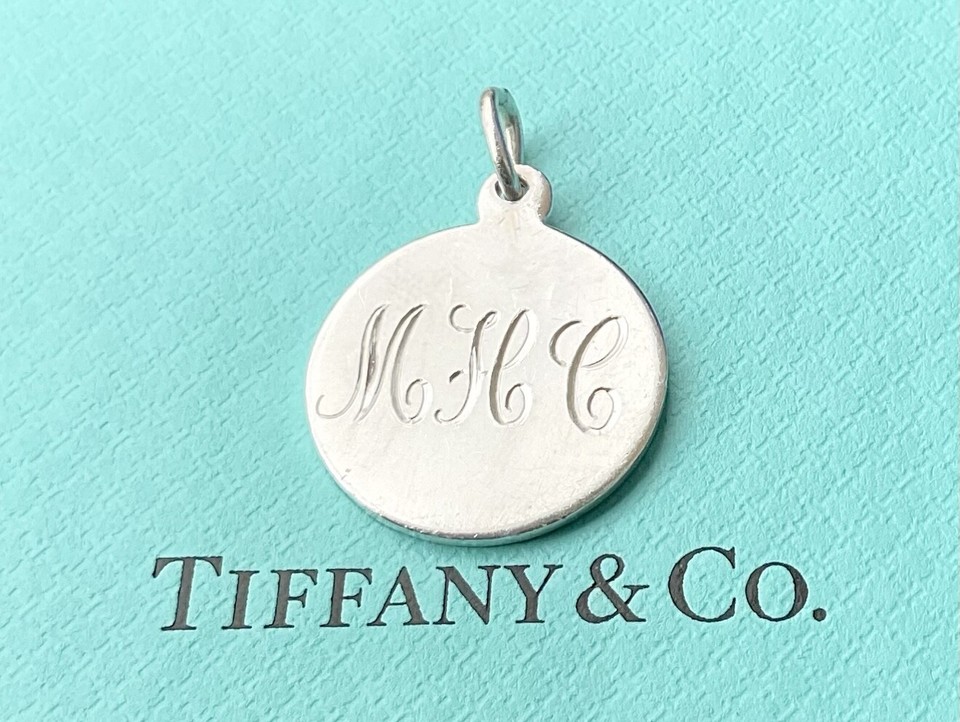 TIFFANY & CO. Sterling Silver Tiffany Round Tag Pendant with Initials ...