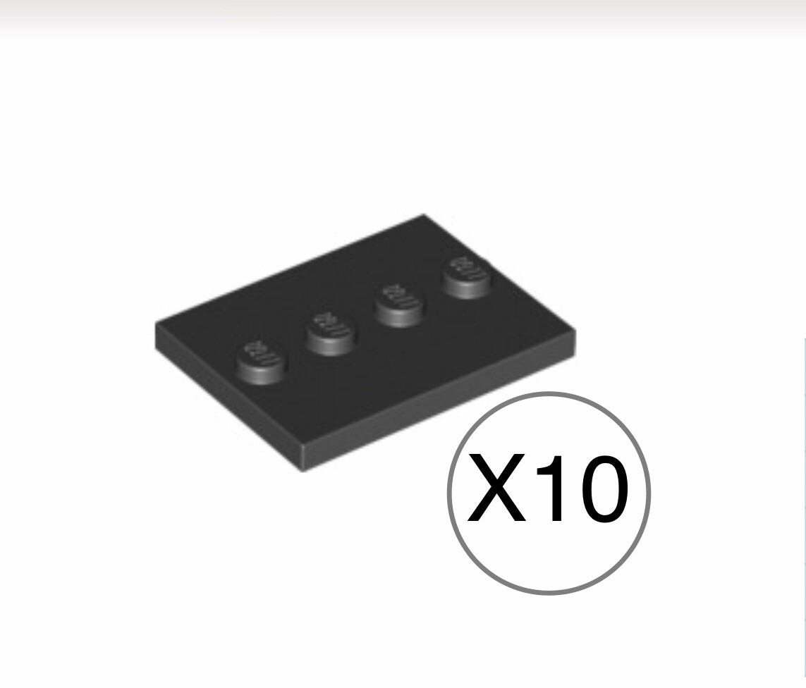 Lego 10 Black 3x4 Tile Modified With Four Studs / Collectible Mini ...