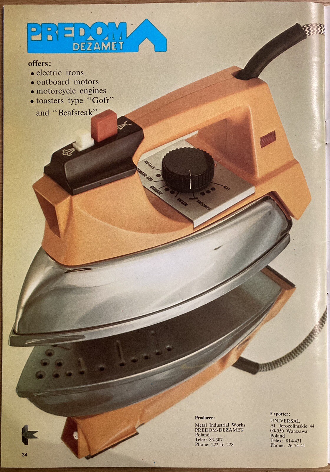 PREDOM IRONS of POLAND 1980s MAGAZINE COMMERCIAL AD ADVERTISEMENT ...