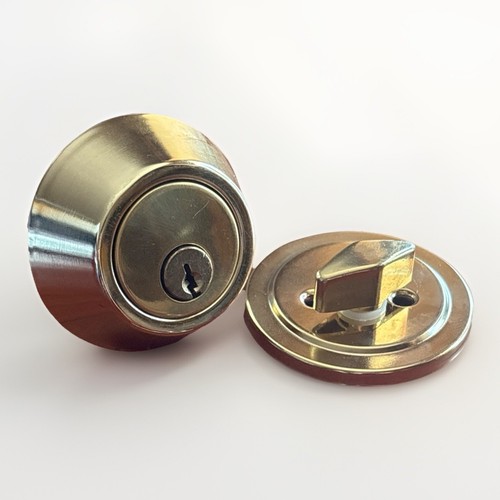 Polished Brass Deadbolt Lock w/2 Keys Door Hardware Gold Color Single ...