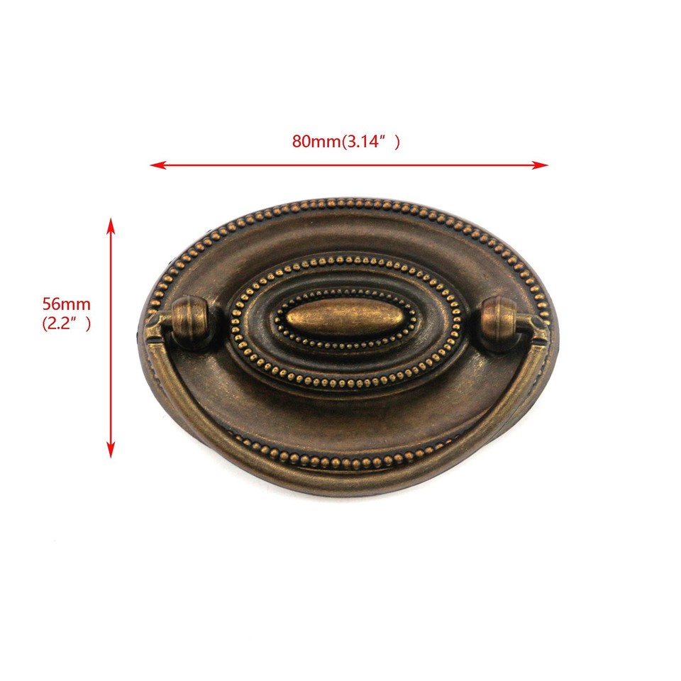 4 Pcs Furniture Dresser Pull, Antique Brass Bail Drawer Pull Oval Drop ...