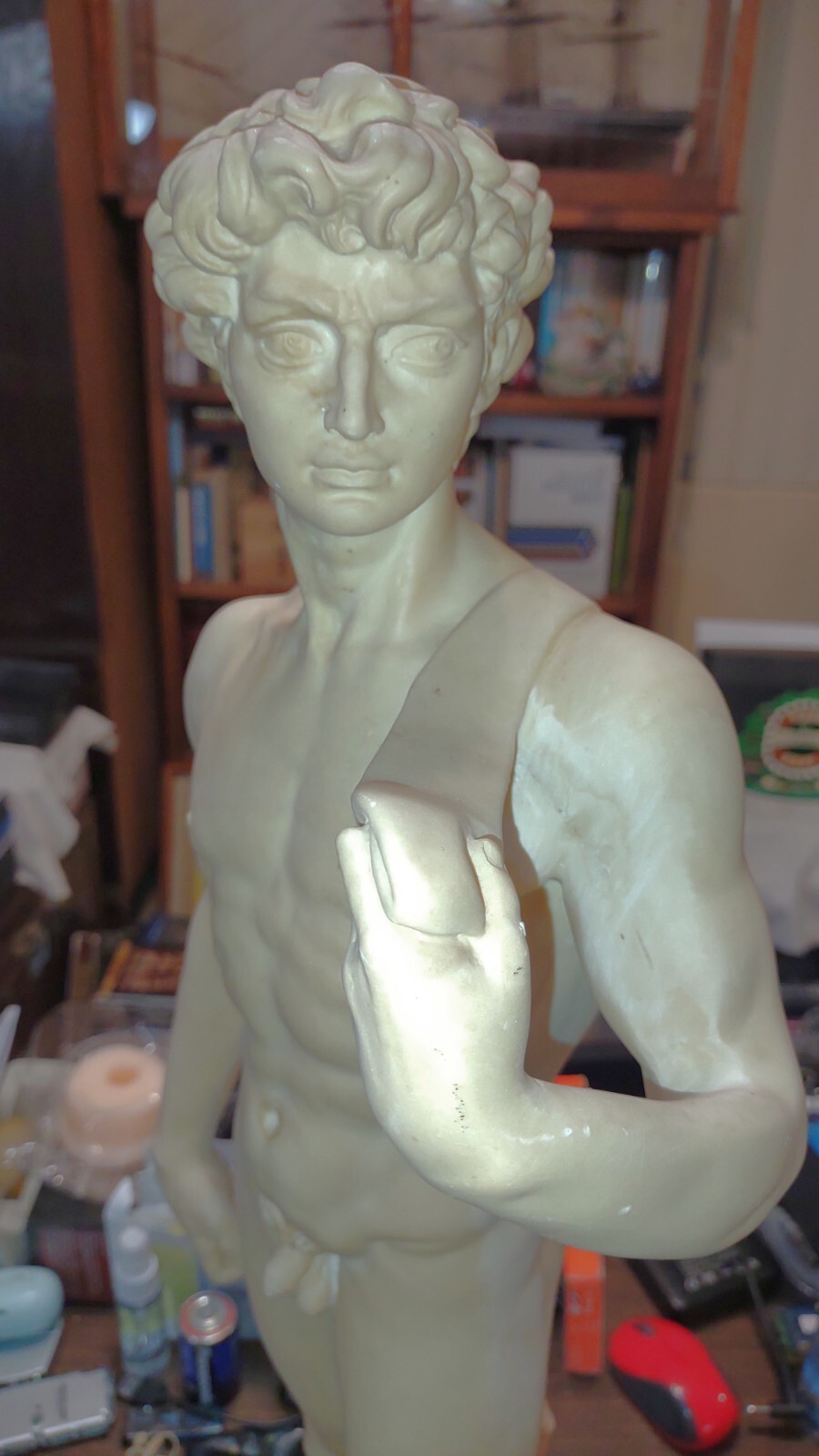 Marble David statue on marble base 25" tall by Michelangelo | eBay