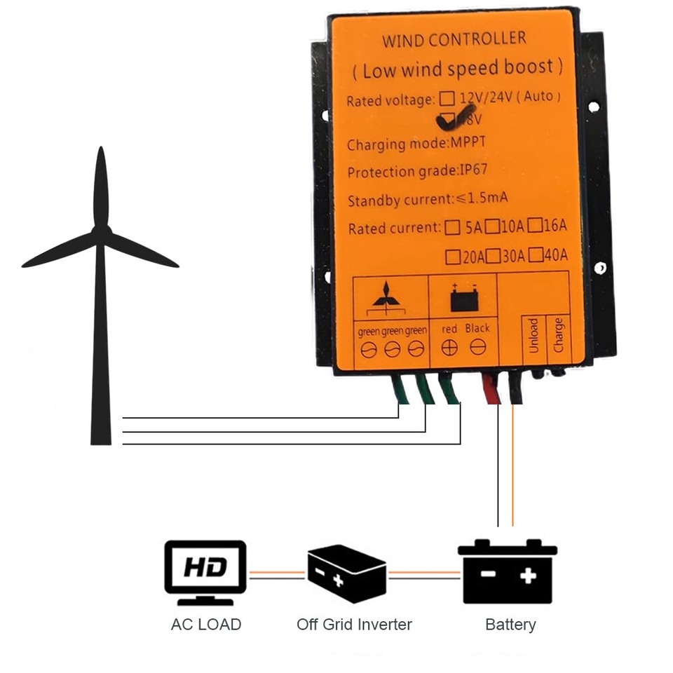 800W 12/24V Wind Turbine Charge Controller MPPT Generator Booster ...