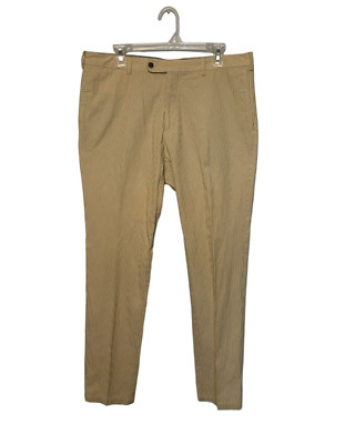 Suitsupply Porto Pants Mens 34 Gold Striped Cotton Flat Front Trousers ...
