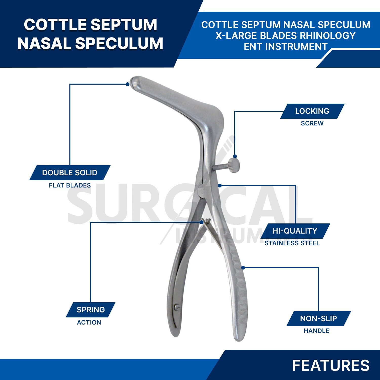 COTTLE Septum Nasal Speculum 6.00" BLADE 3.5" (90mm) Stainless German ...