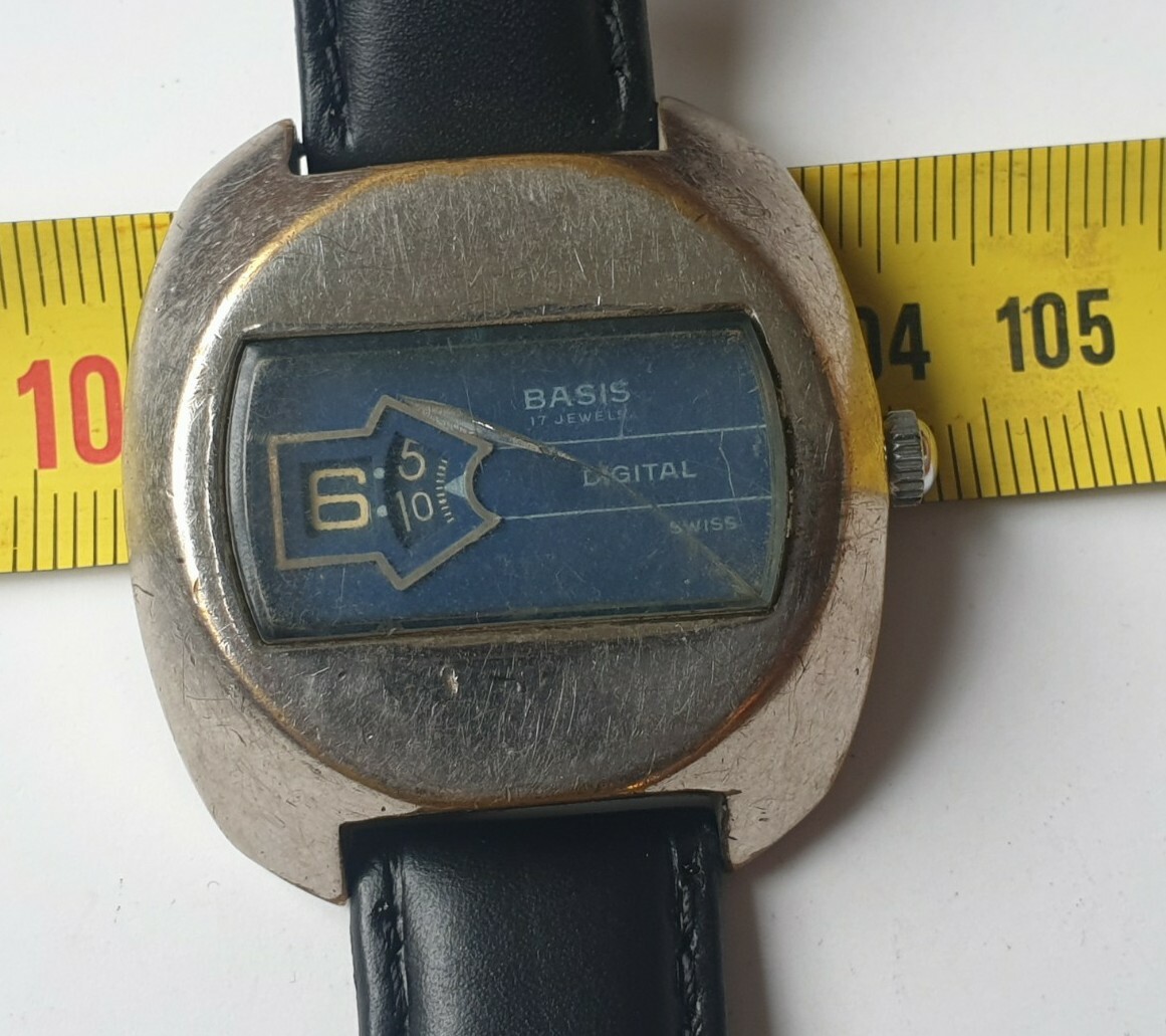 Vintage Rare BASIS Digital Jump Hour Swiss Watch Mechanical Wristwatch ...