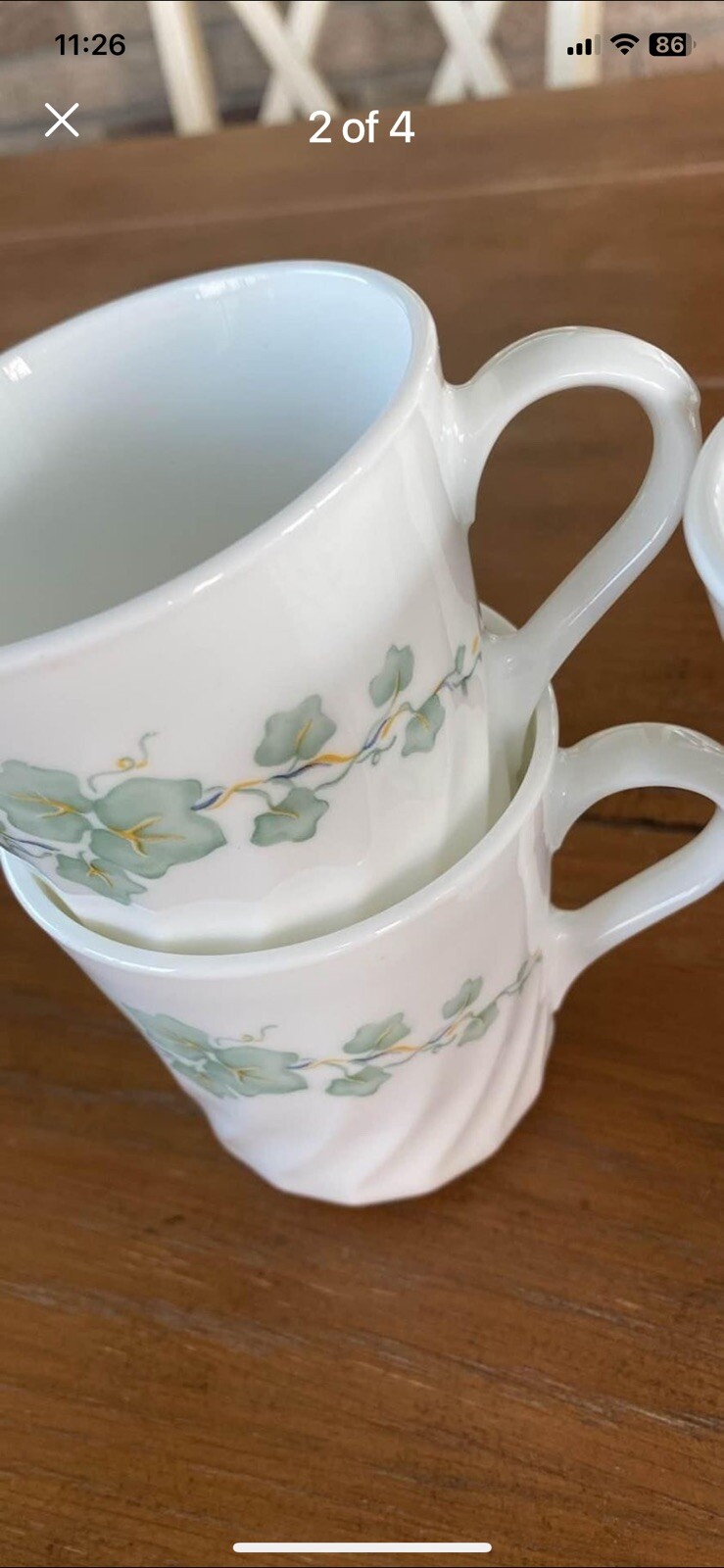 Vtg Corning Corelle Callaway Ivy Swirl Coffee Tea Mugs Cups, Green Ivy ...