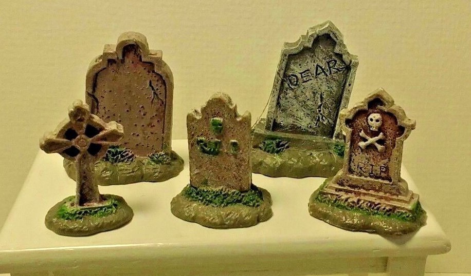 Dollhouse Fairy Garden Train Resin Halloween set 5 Tombstones ...
