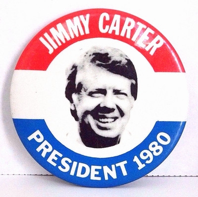 US PRESIDENT JIMMY CARTER 1980 PRESIDENTIAL ORIGINAL CAMPAIGN 3" dia ...