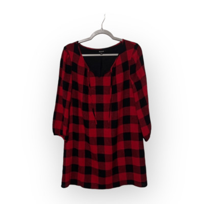Madewell Signal Buffalo Check Tunic Sleeve Red Plaid Dress | eBay