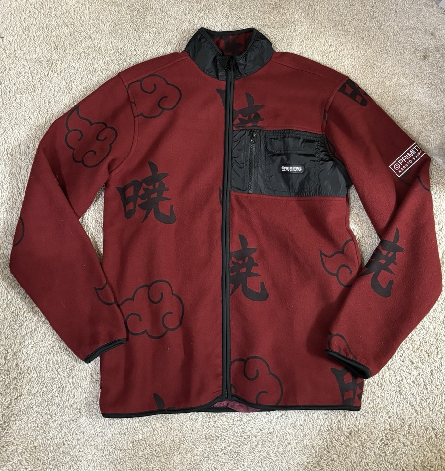 Primitive X Naruto Men Jacket Small Red Logo Full Zip Fleece Akatsuki ...