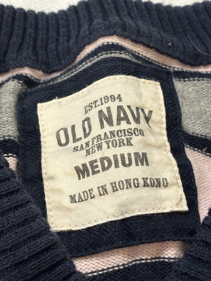 Old Navy Y2K V-Neck Womans SZ.M 2007 Striped Knit Stylish Long Body ...