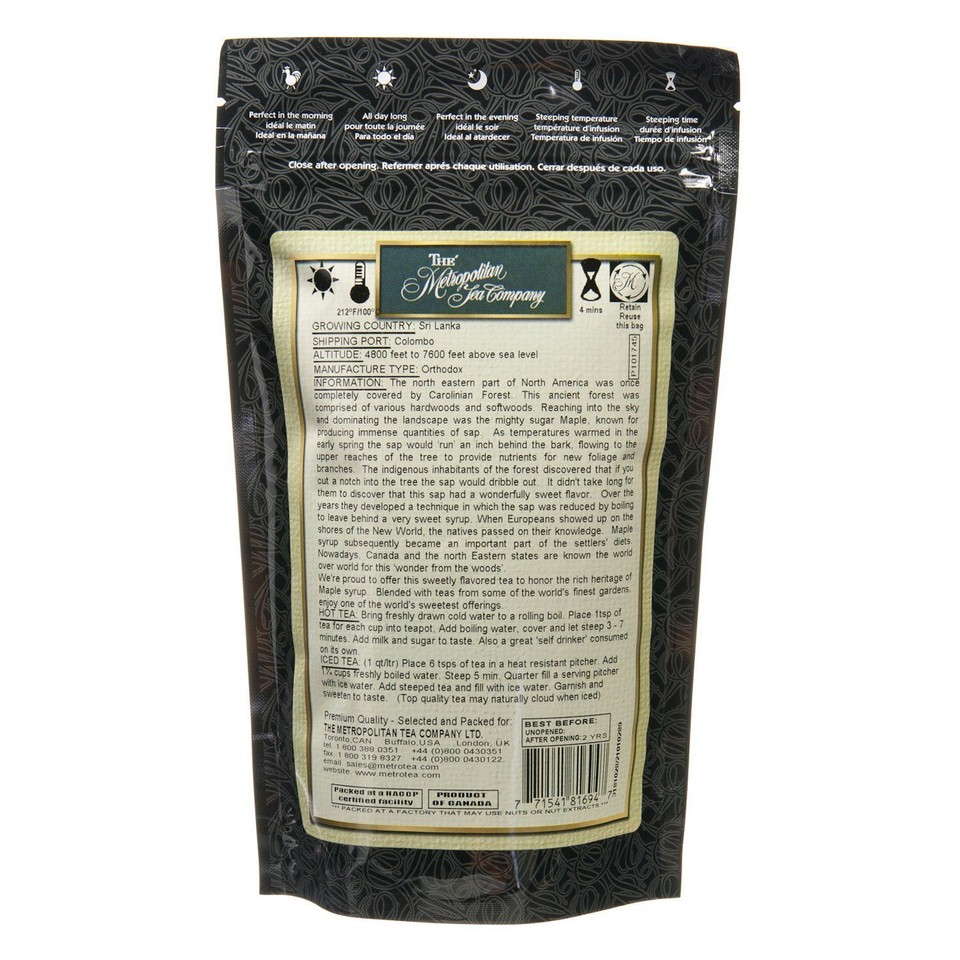 Metropolitan Tea Company Loose Flavored Black Tea- Maple 3.52 ounces | eBay