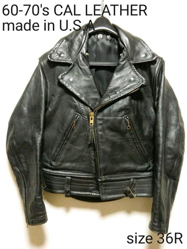 VTG 60-70s Cal Leather Double Rider Motorcycle Jacket Policeman Size 36 ...