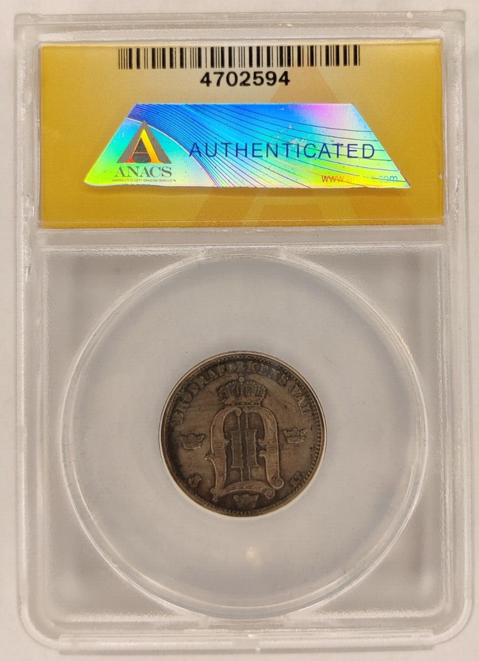 Sweden 1875 ST 50 Ore ANACS EF XF40 Details-Cleaned Rare Key Date ...