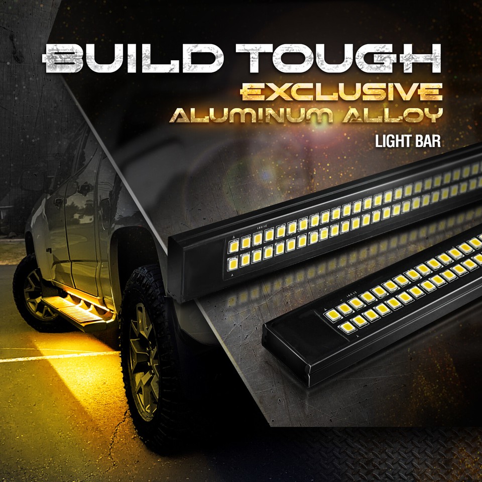 56" Running Board LED Light Side Step Aluminum Bar Amber Turn Signal w ...