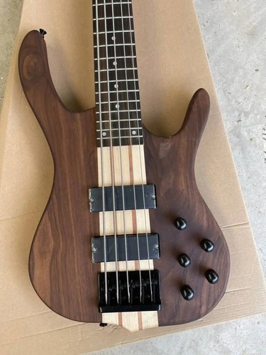Walnut Body 5 Strings Electric Bass Guitar Neck Through Body,Black ...