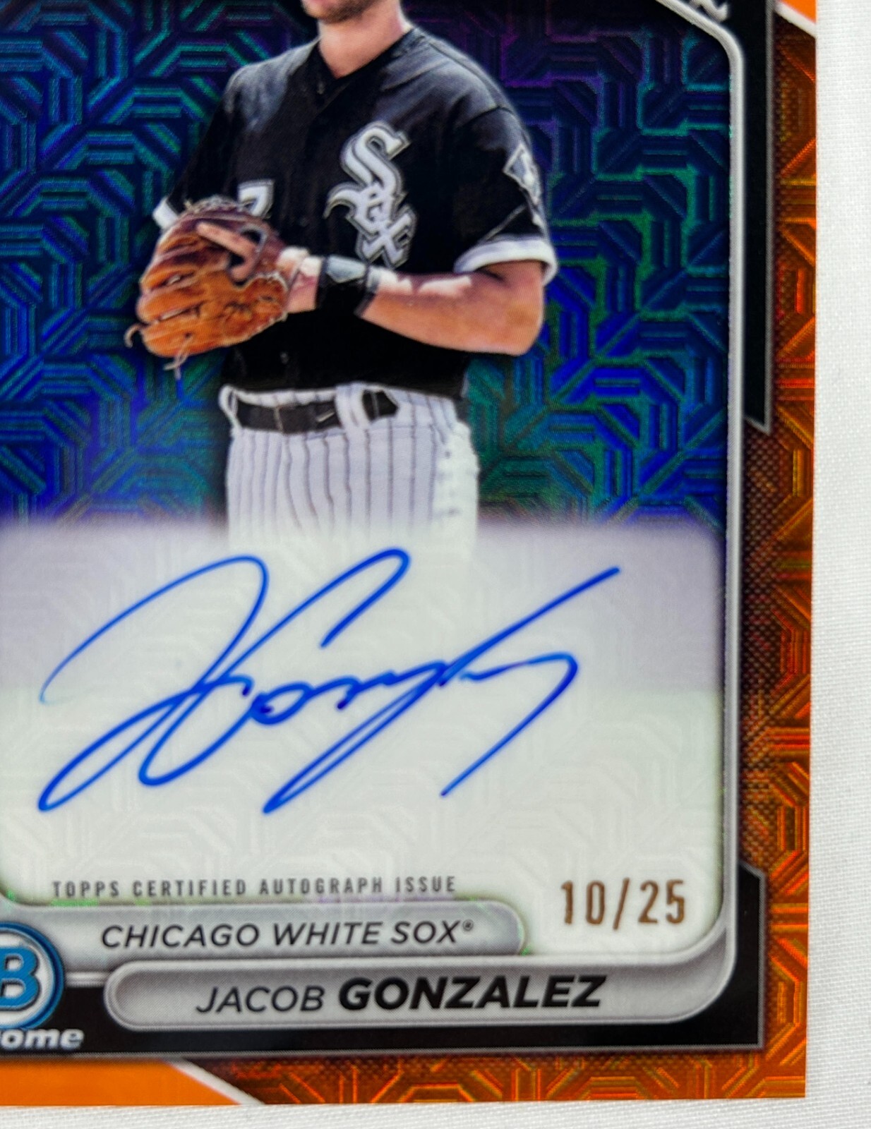 Jacob Gonzalez 2024 Bowman Chrome Mega Box Autograph Auto Orange /25 # ...