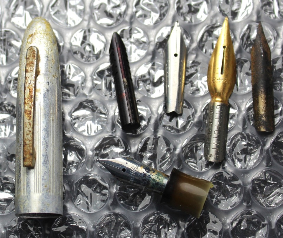 Fountain Pen Parts Lot - Caps - Barrels - Nibs - Vintage - Parts/Repair ...