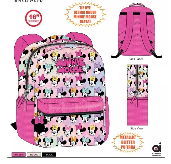 Disney Minnie Mouse Girls Printed School Backpack Book Bag Bow Toy Gift ...