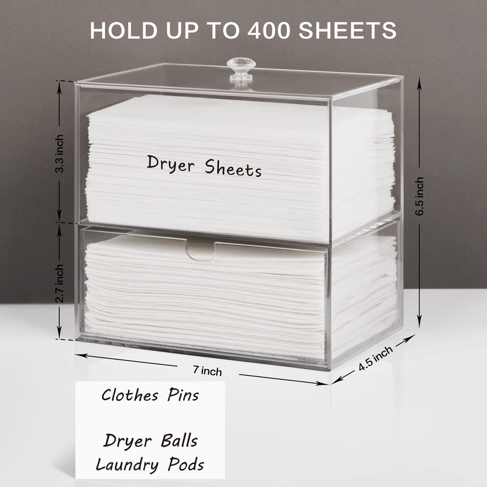Dryer Sheet Holder Dispenser Acrylic Dryer Sheet Container Box For ...