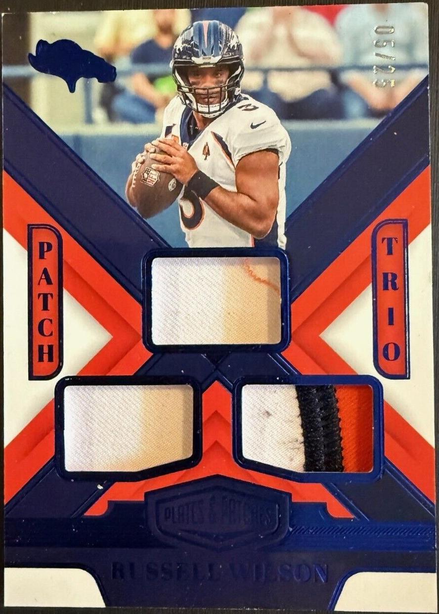 2023 Panini Plates & Patches - Patch Trio Russell Wilson #PT-RW Blue ...