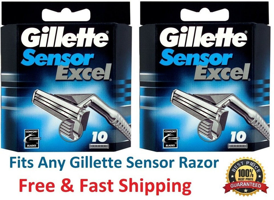 20 Gillette Sensor Excel Razor blades Refill Cartridges 5 10 Fits ...