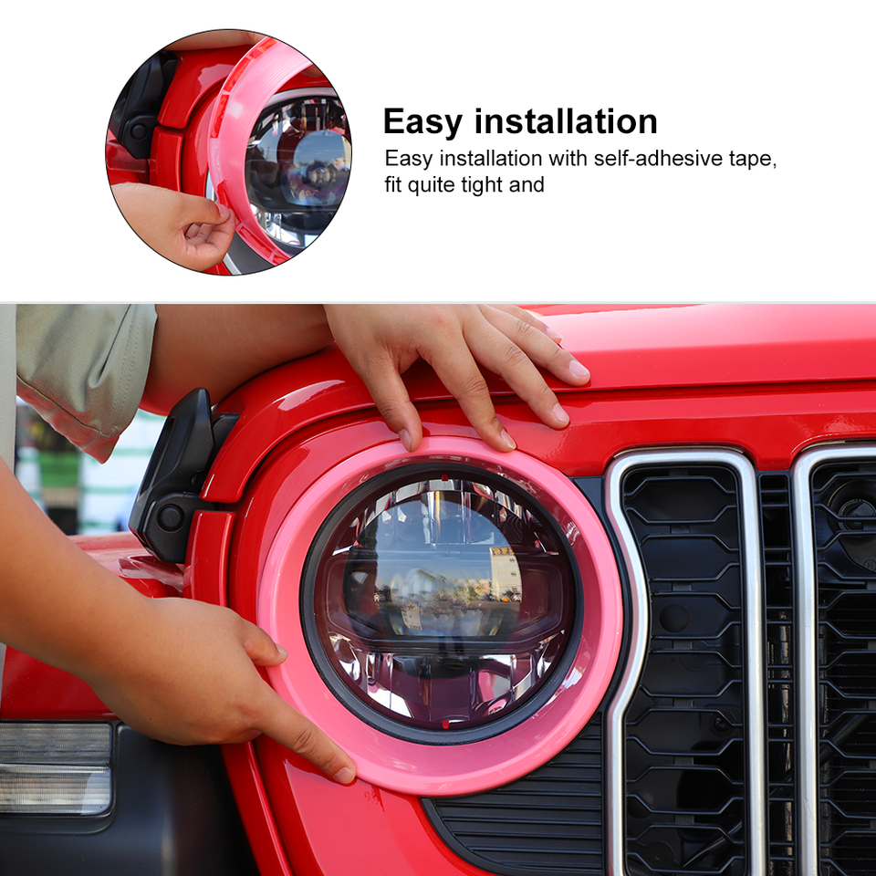 Pink Side Front Headlight Cover Trim Accessories Fit For 24+ Jeep ...