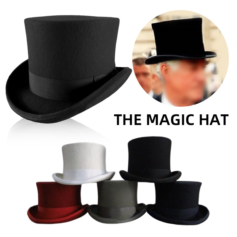 Vintage Wool Victorian Mad Hatter Top Magic Hat Gentlemen Performing ...