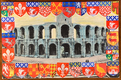 Arles France Arena with Heraldic Art Collage Border Made by Barbara ...