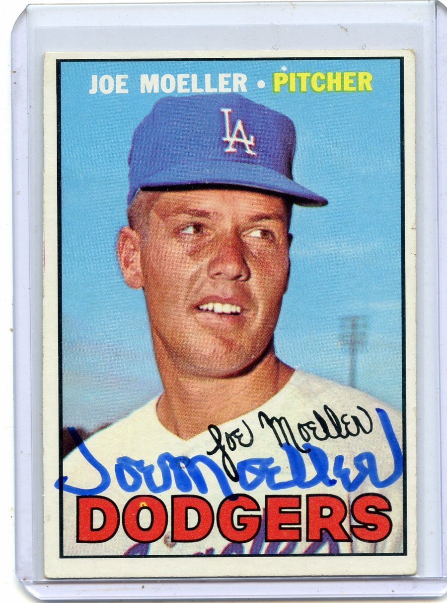 1967 TOPPS BASEBALL #149 JOE MOELLER AUTOGRAPH, LOS ANGELES DODGERS ...