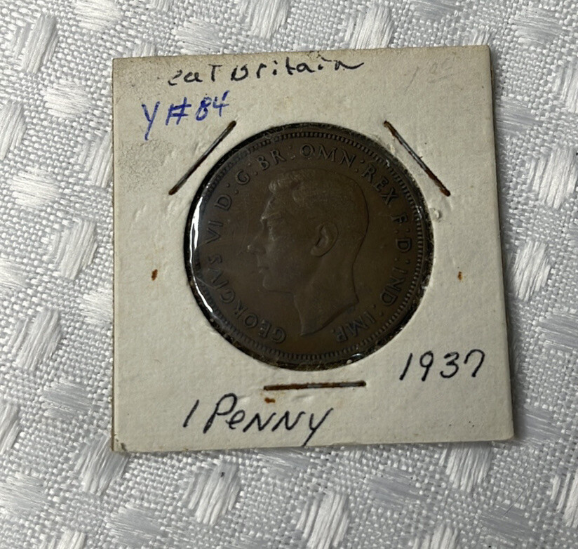 1937 Great Britain One Penny George VI Bronze World Coin RARE Y#84 | eBay