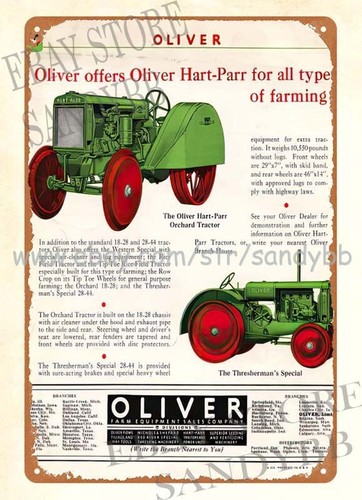 1930s Oliver Hart-Parr tractor farming machinery Farm House metal tin ...