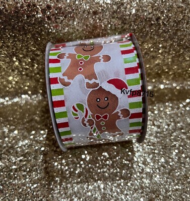Gingerbread ribbon Christmas Ribbon Wired 2.5inx30ft New Holiday Candy ...