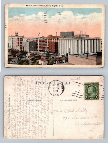 Cedar Rapids, IA-Iowa, Quaker Oats Elevators Factory Scene c1924 ...