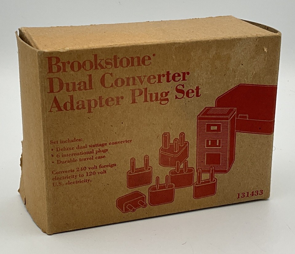 Brookstone Dual Converter Adapter Plug Set 6 international plugs ...