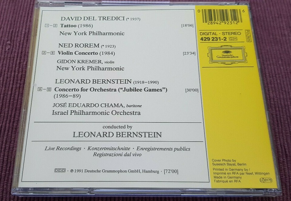 Leonard Bernstein - Concerto For Orchestra / Ned Rorem / David Del ...