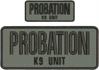Probation K9 Unit embroidery patch 4x10 and 2x5 hook grey background | eBay