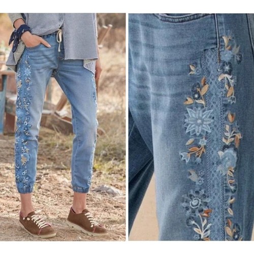 Driftwood Women's Coastal Swell Lush Floral Embroidery Faded Denim ...