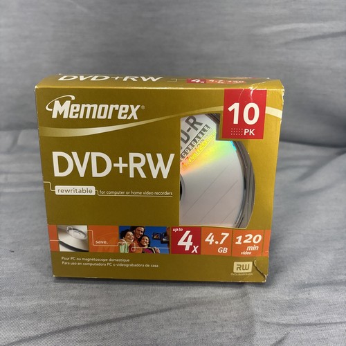 Memorex DVD-RW 10 Pack New Jeweled Case (4X 4.7GB 120 Min. ) Rewritable ...