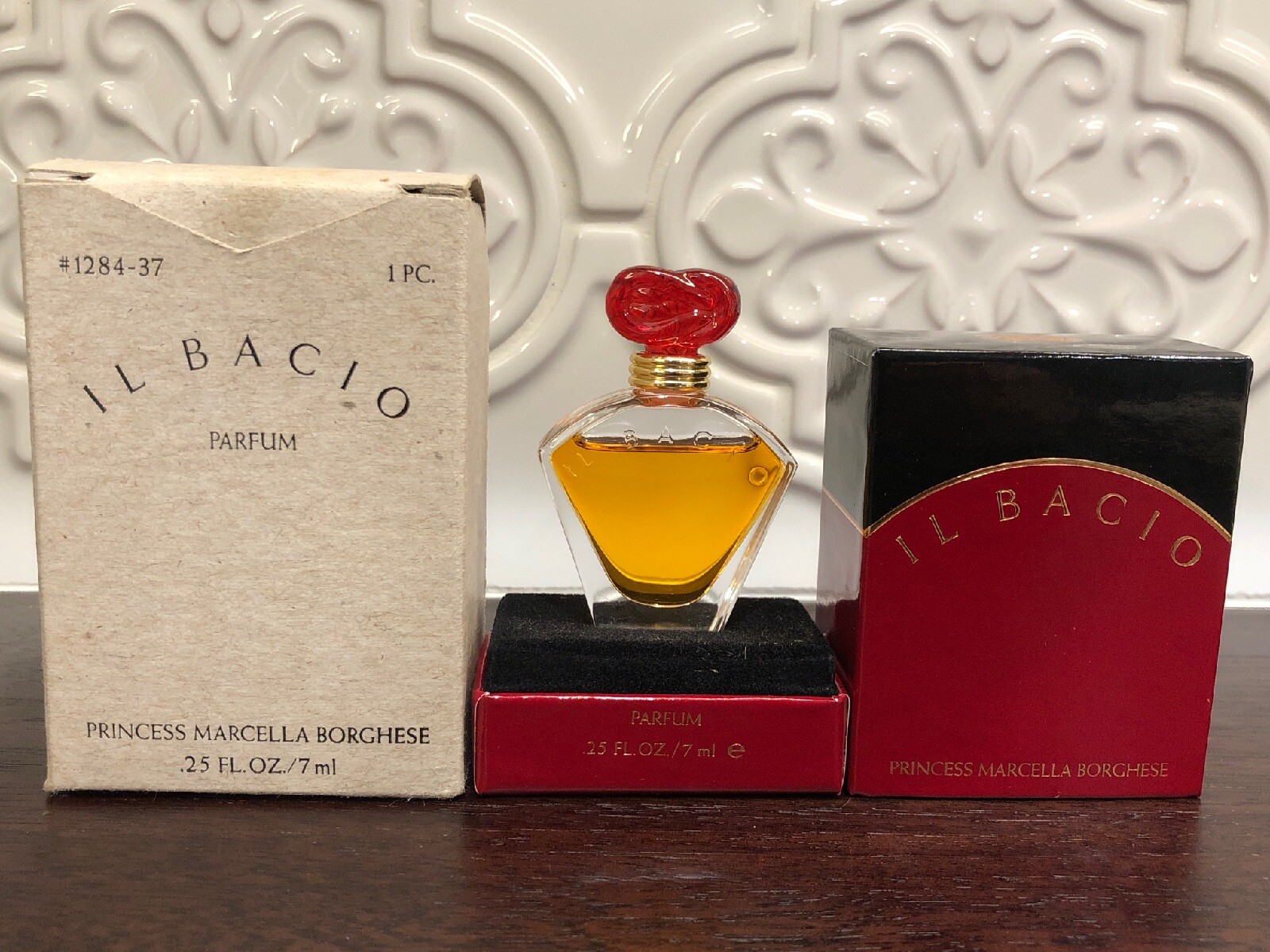 PARFUM 1/4oz Vintage pure perfume IL BACIO Marcella Borghese Glass Top ...