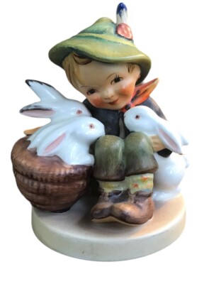 VINTAGE Hummel Figurine W. GERMANY Boy With Bunnies Rabbits R | eBay