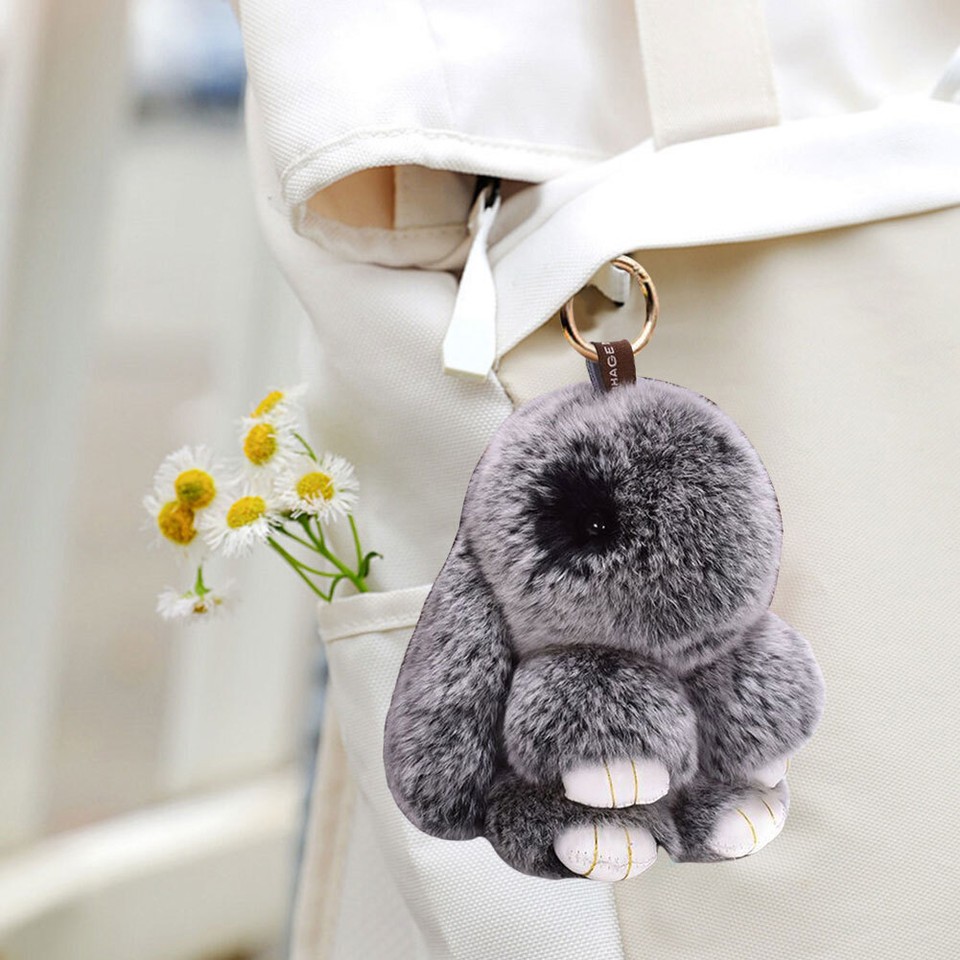 Cute Plush Bunny Keychain Stuffed Animal Keychain Lovely Car Key Chain ...