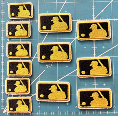 Gold MLB Baseball Iron on Patch - 6 Collar & 6 Hat - 1.75" x 1 " & 1.5 ...