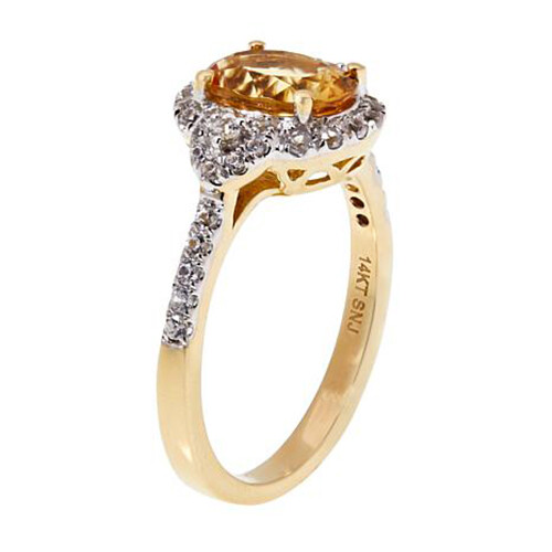 HSN Passport to Gem Solid 14K Gold Imperial Topaz and White Zircon Ring ...