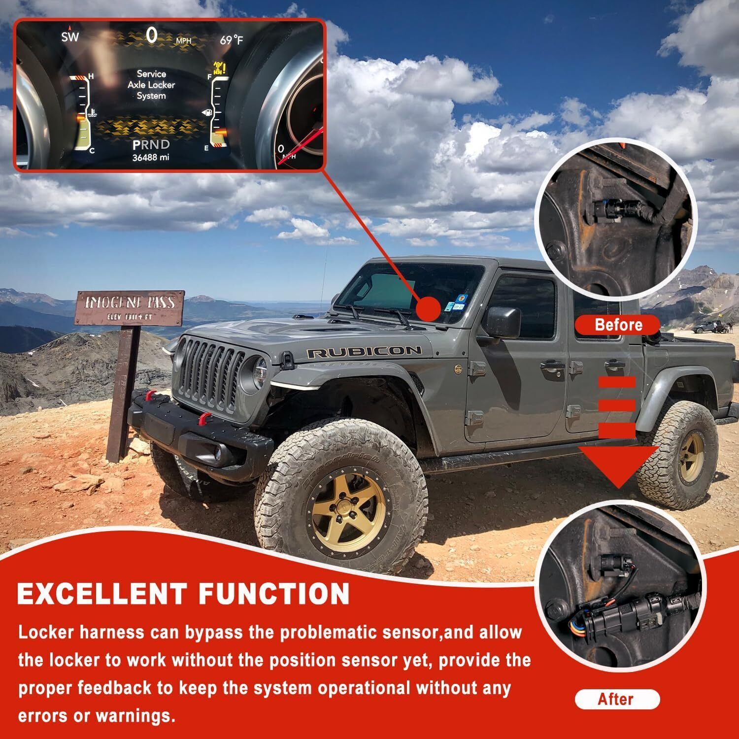 Z-LKR-OEM Locker Sensor Bypass Harness for Wrangler JL/JLU Gladiator JT ...